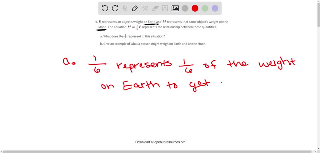 SOLVED:E represents an object's weight on Earth and M represents that ...