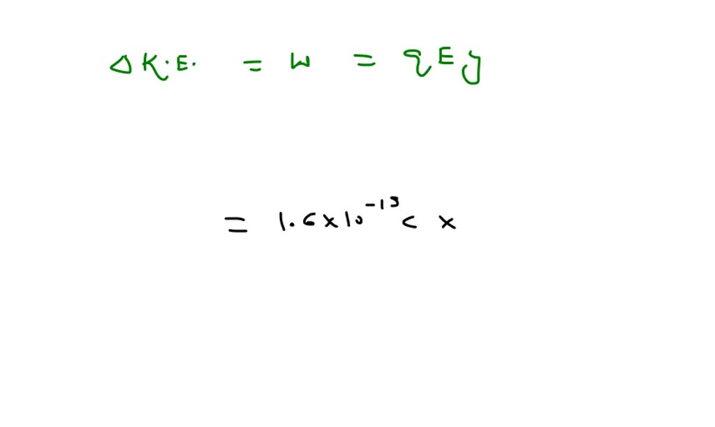 An electron (charge -e ) is projected horizontally into the space between two oppositely charged ...