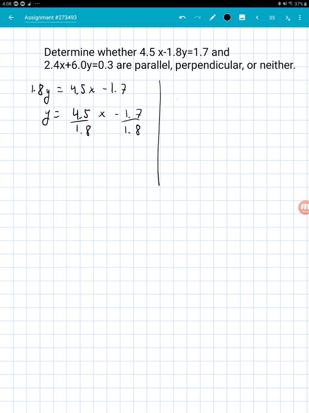 SOLVED Determine Whether The Given Lines Are Parallel Perpendicular