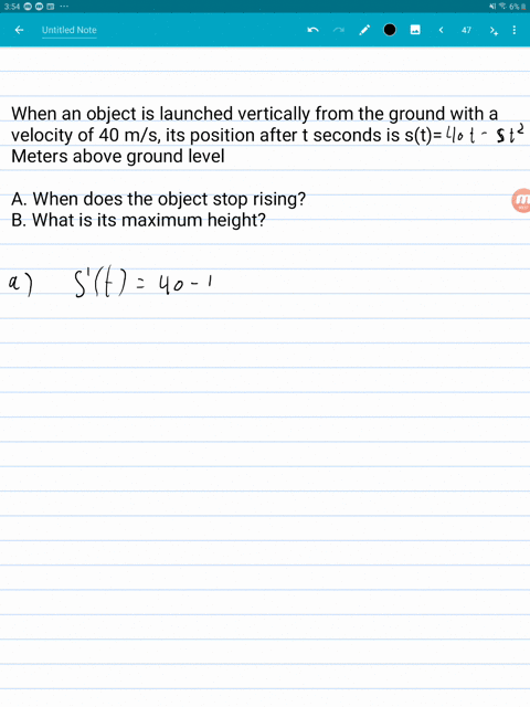 SOLVED:When an object is launched vertically from ground level with an initial velocity of 40 m ...