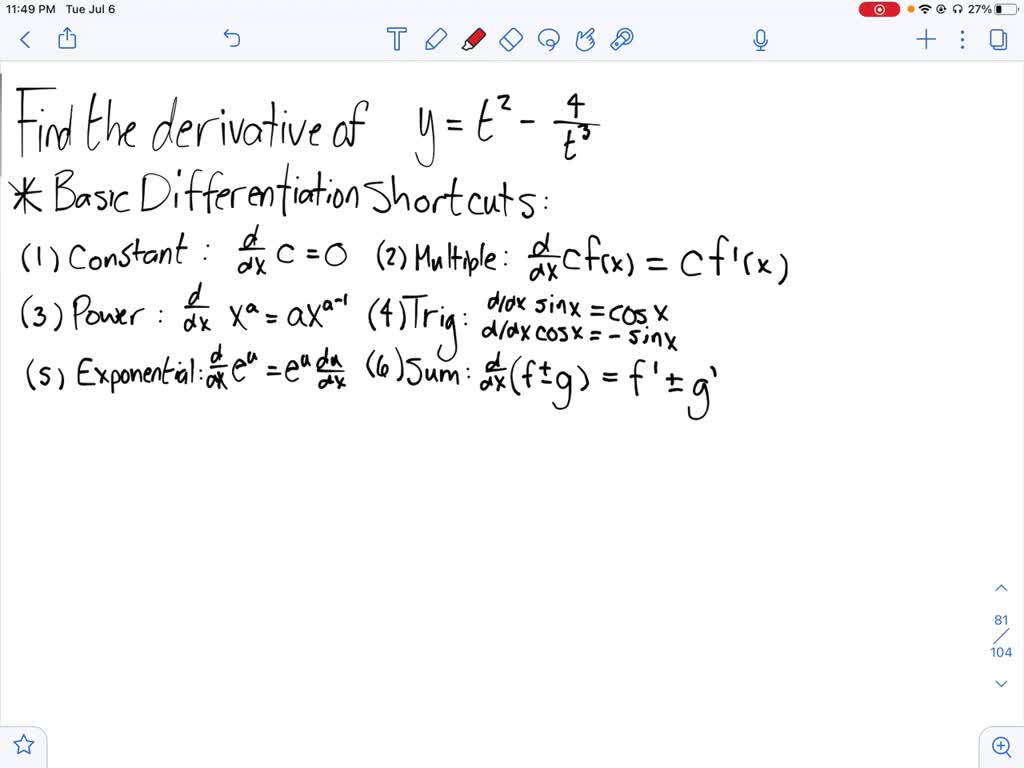 SOLVED:(a) Verify the derivative in Example 3 by utilizing the equation ...