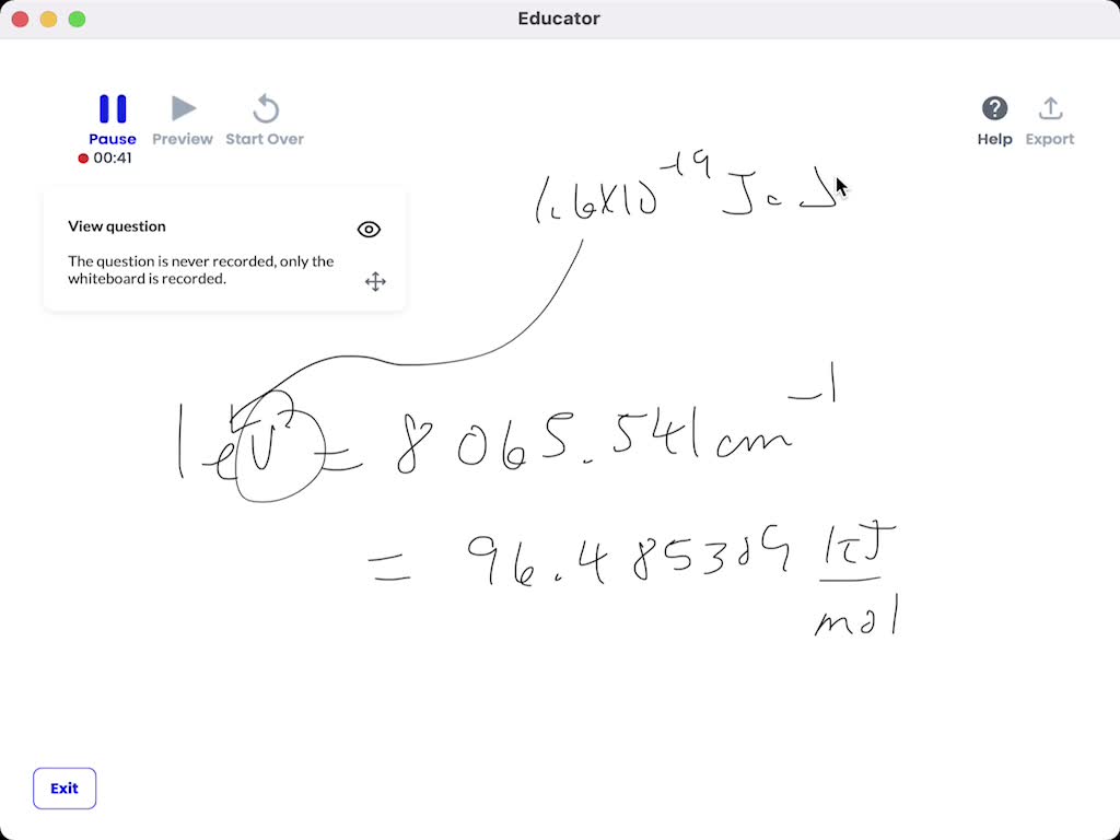 Derive the conversion factor between eV / molecule and kcal / mole ...