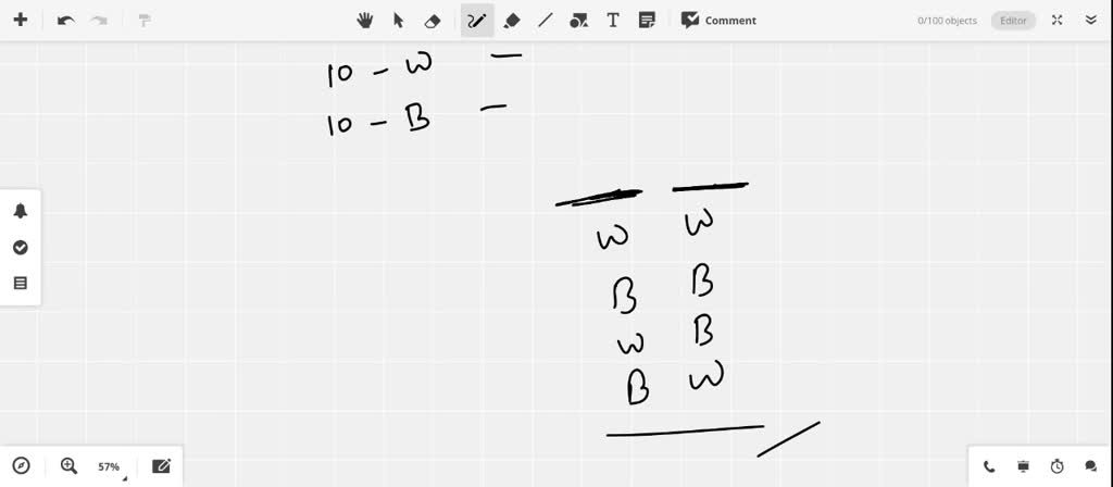 SOLVED:A box contains 10 white and 10 black marbles. Construct a sample ...