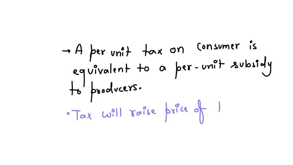 A 1 per unit tax levied on consumers of a good is equivalent to a. a 1 ...