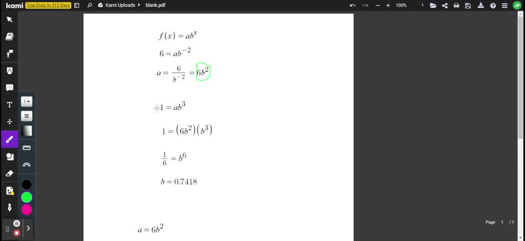 SOLVED:Find a formula for an exponential function passing through the ...