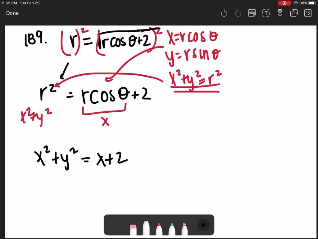 SOLVED Convert The Given Polar Equation To A Cartesian Equation Write 