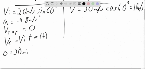 SOLVED:A shell is shot with an initial velocity v⃗0 of 20 m / s, at an angle of θ0=60^∘ with the ...