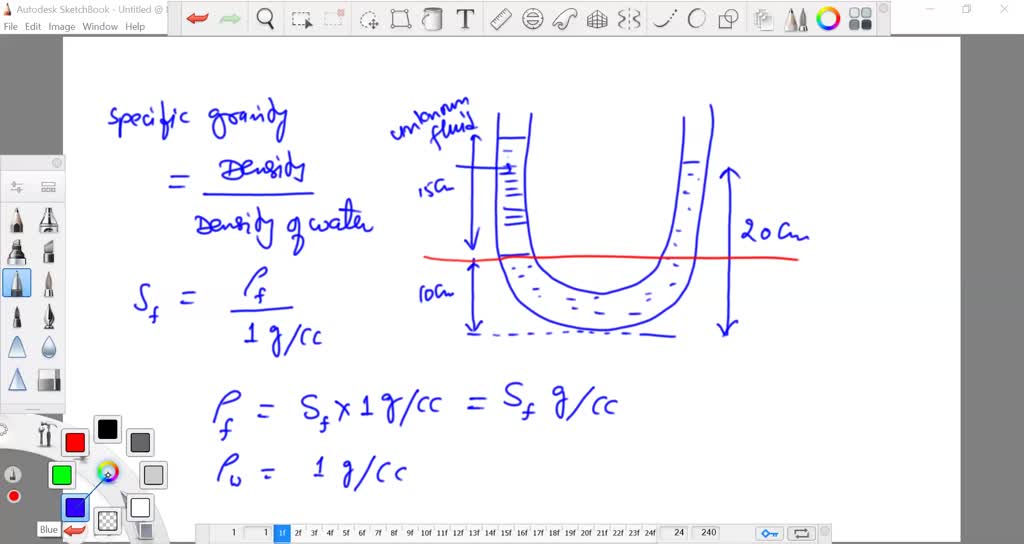 What is the specific gravity of the liquid in the left leg of the U ...