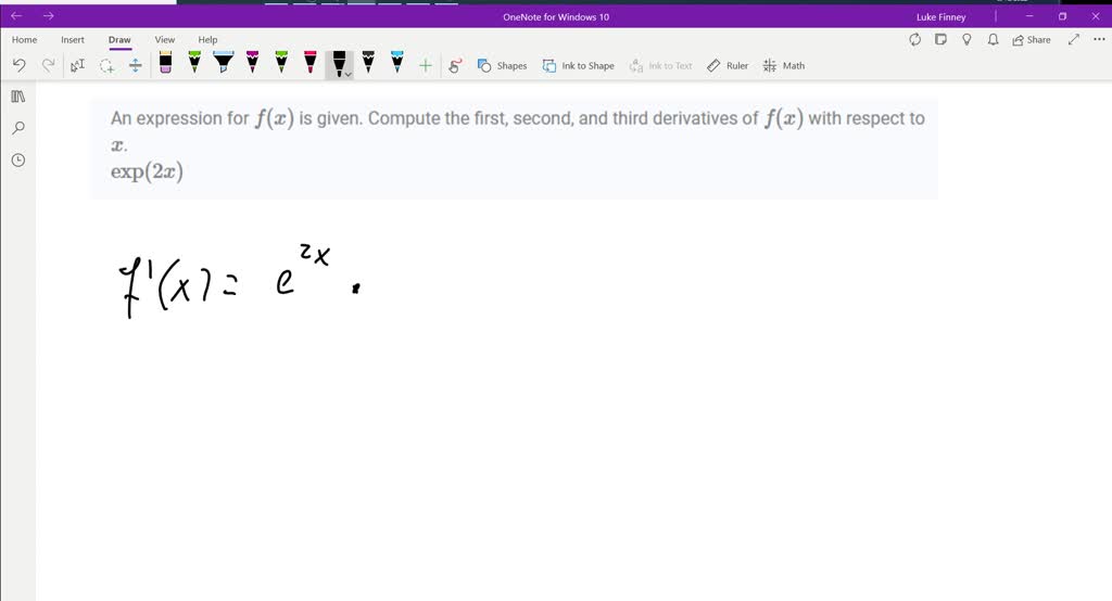 SOLVED:An expression for f(x) is given. Compute the first, second, and ...