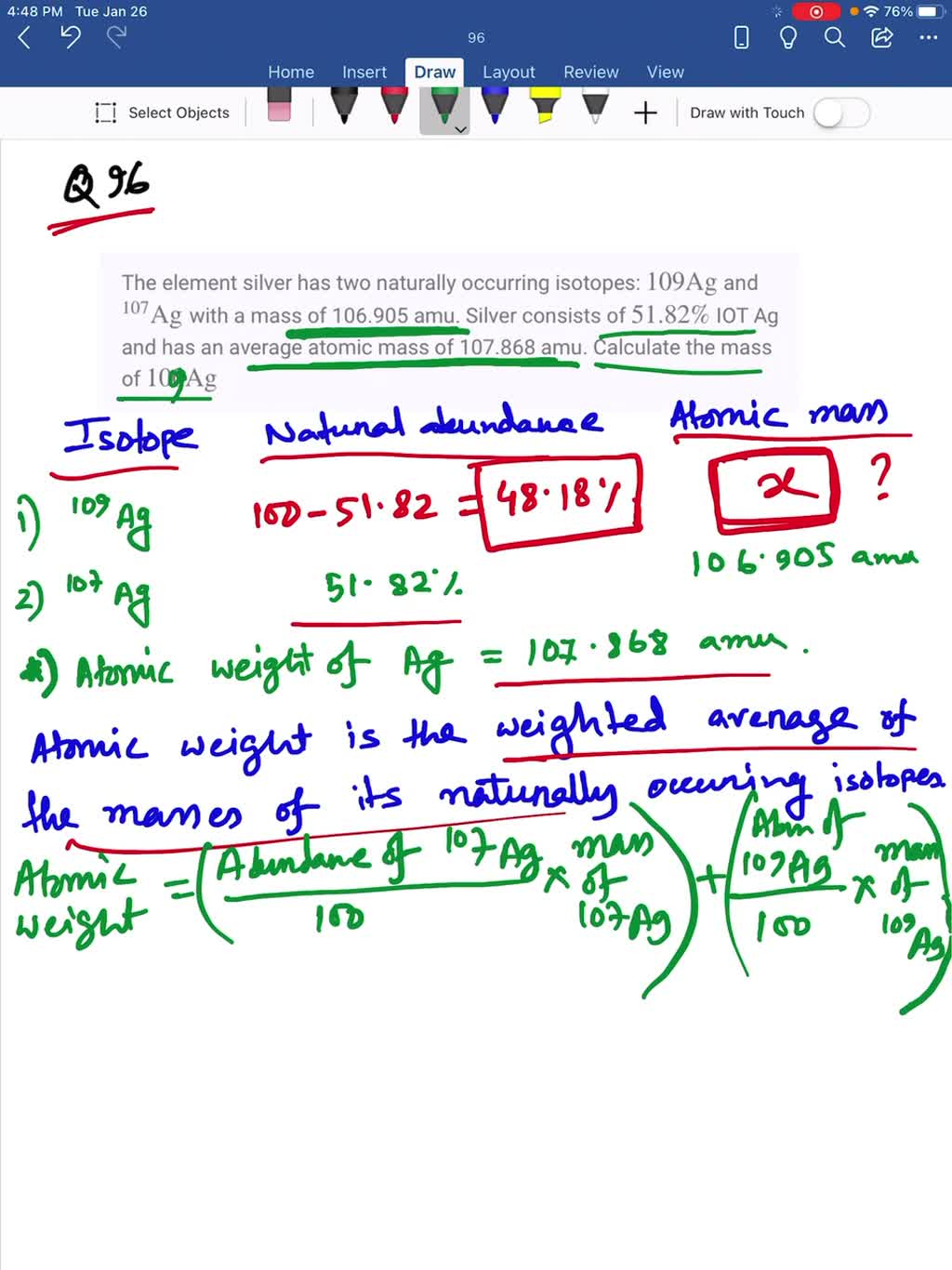 SOLVED:The element silver (Ag) has two naturally occurring isotopes ...