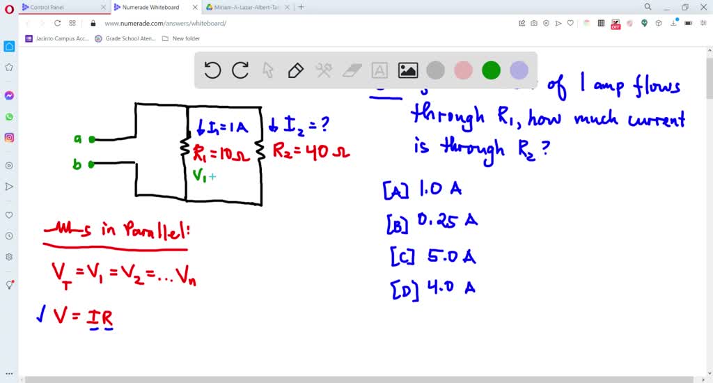 ⏩solved If The Current In The 10 Ohm Resistor In The Diagram Is 1… Numerade