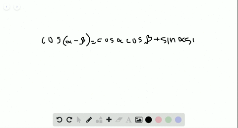 SOLVED:Use the formula for the cosine of the difference of two angles ...