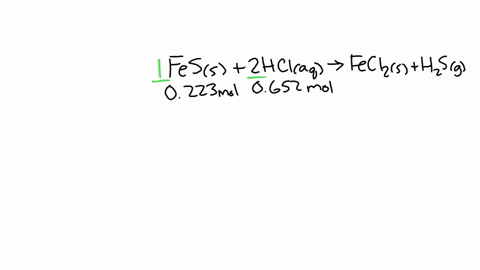 SOLVED:Iron(II) sulfide reacts with hydrochloric acid according to the ...