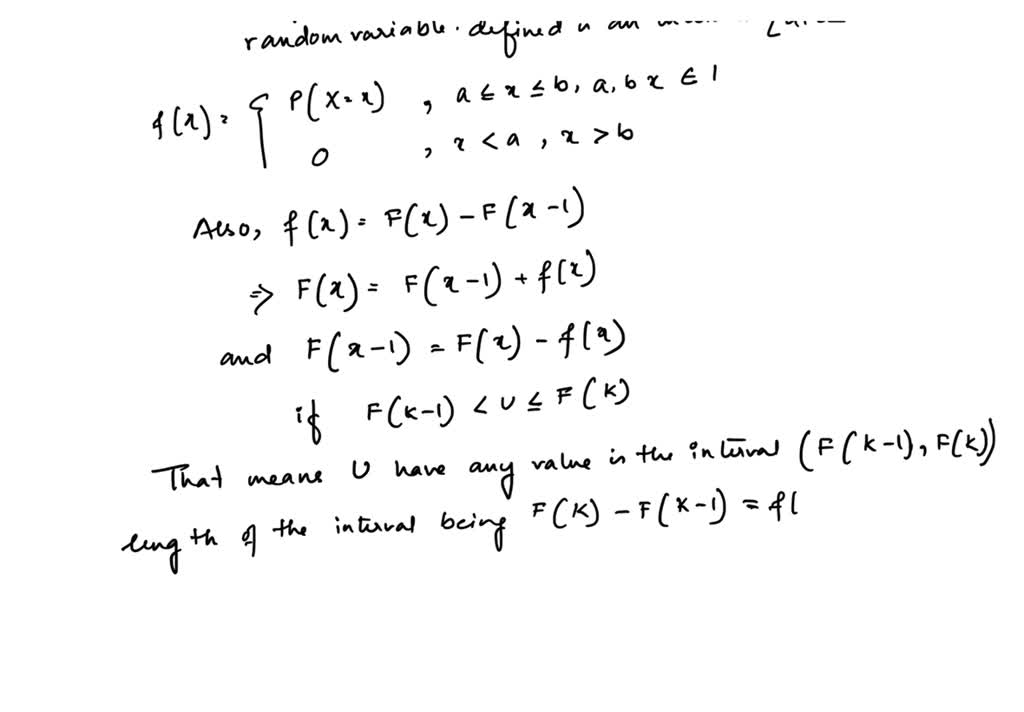Solved This Problem Shows One Way To Generate Discrete Random Variables From A Uniform Random 5560