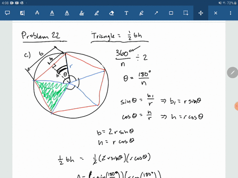 SOLVED:Inscribe a regular n -sided polygon inside a circle of radius 1 and compute the area of ...