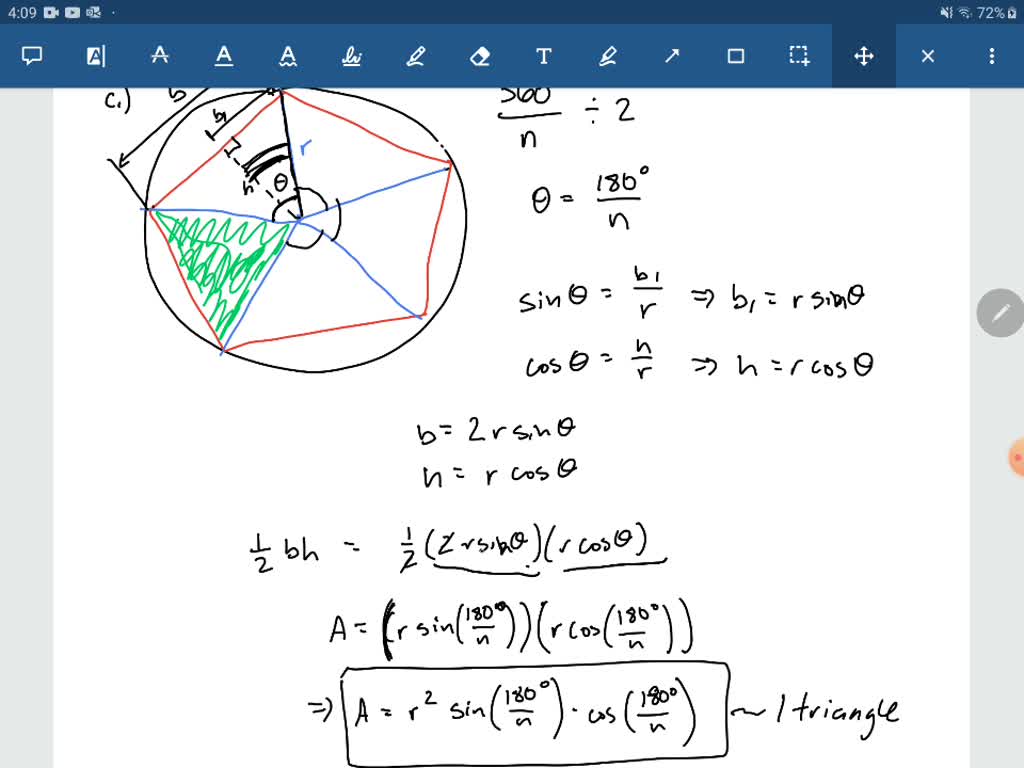 SOLVED:Continuation of Exercise 21 . ) Inscribe a regular n -sided polygon inside a circle of ...