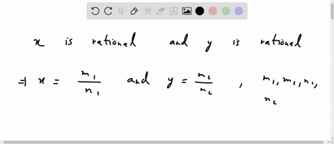 SOLVED:Prove that for all rational numbers x and y, x+y is rational.