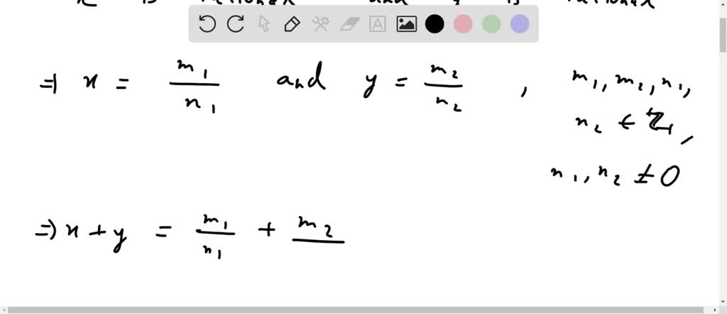 SOLVED:Prove that for all rational numbers x and y, x+y is rational.