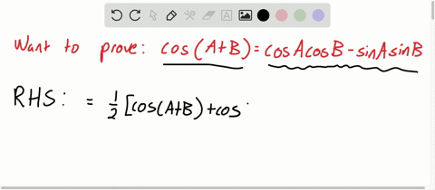 SOLVED:Prove the addition formula cos(A+B)=cosA cosB-sinA sinB using ...