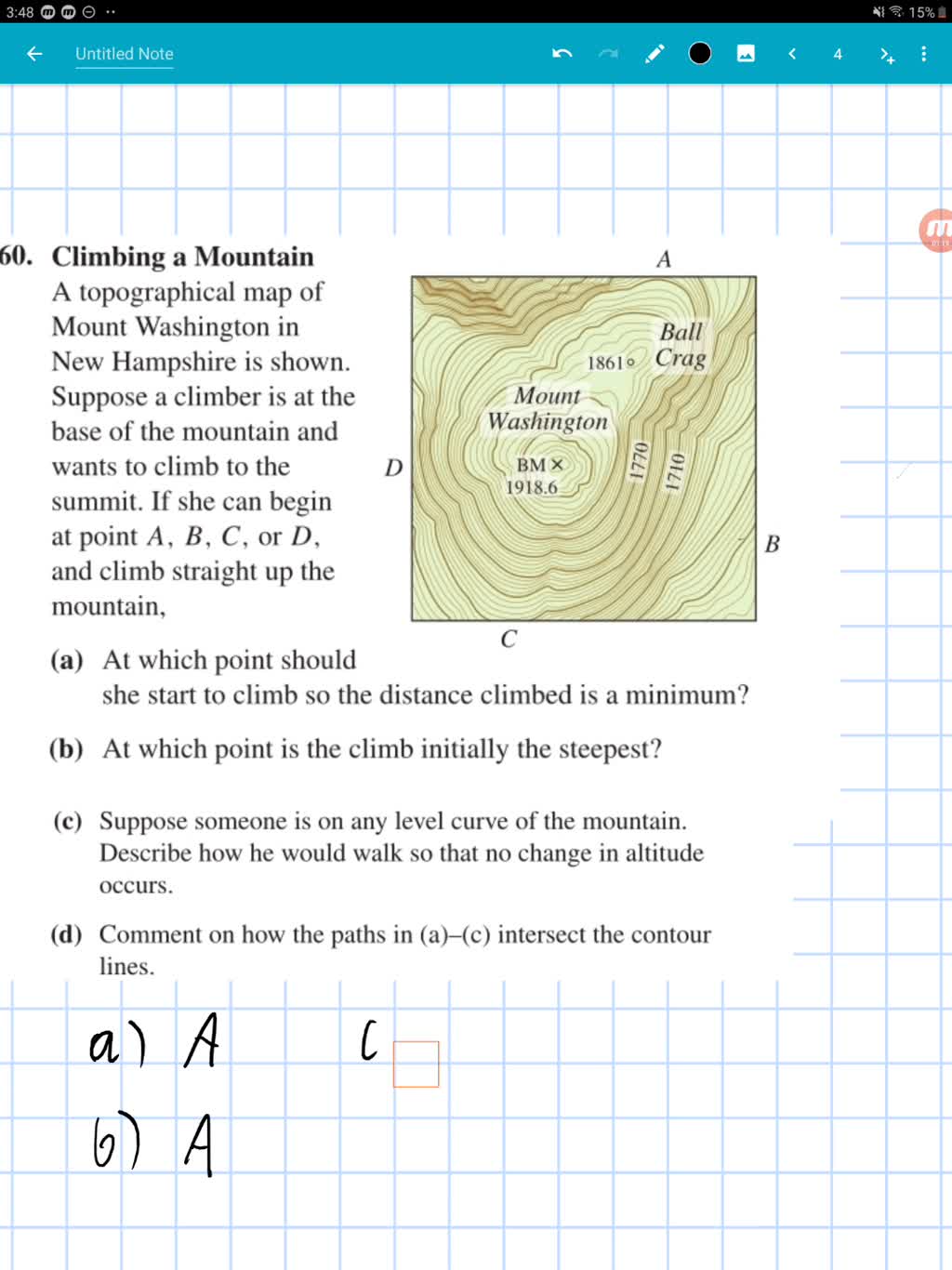SOLVED:The contour map in Figure 24 shows level curves for a mountain ...