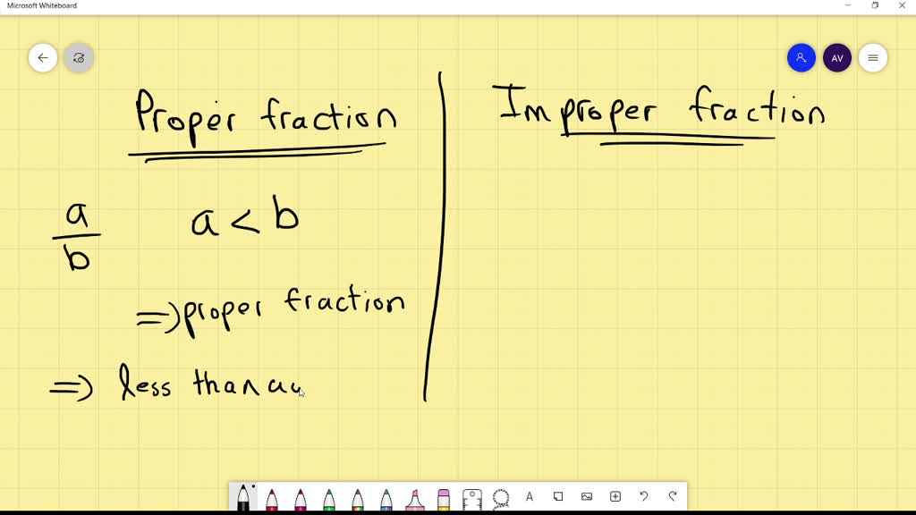 SOLVED:Explain the difference between a proper fraction and an improper ... SOLVED:Explain the difference between a proper fraction and an improper ...