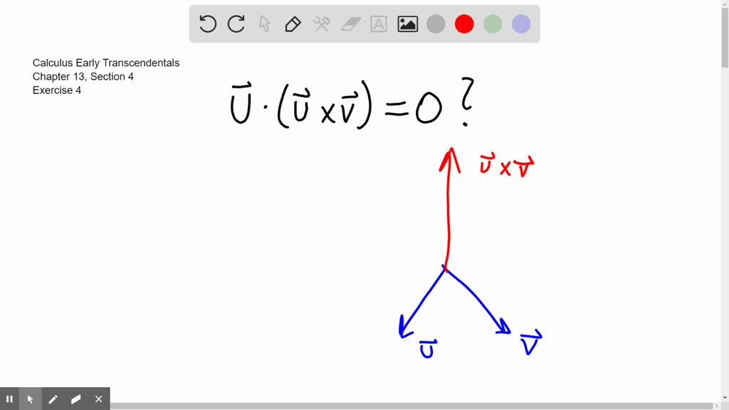 Use a geometric argument to explain why 𝐮 ·(𝐮 ×𝐯)=0 | Numerade