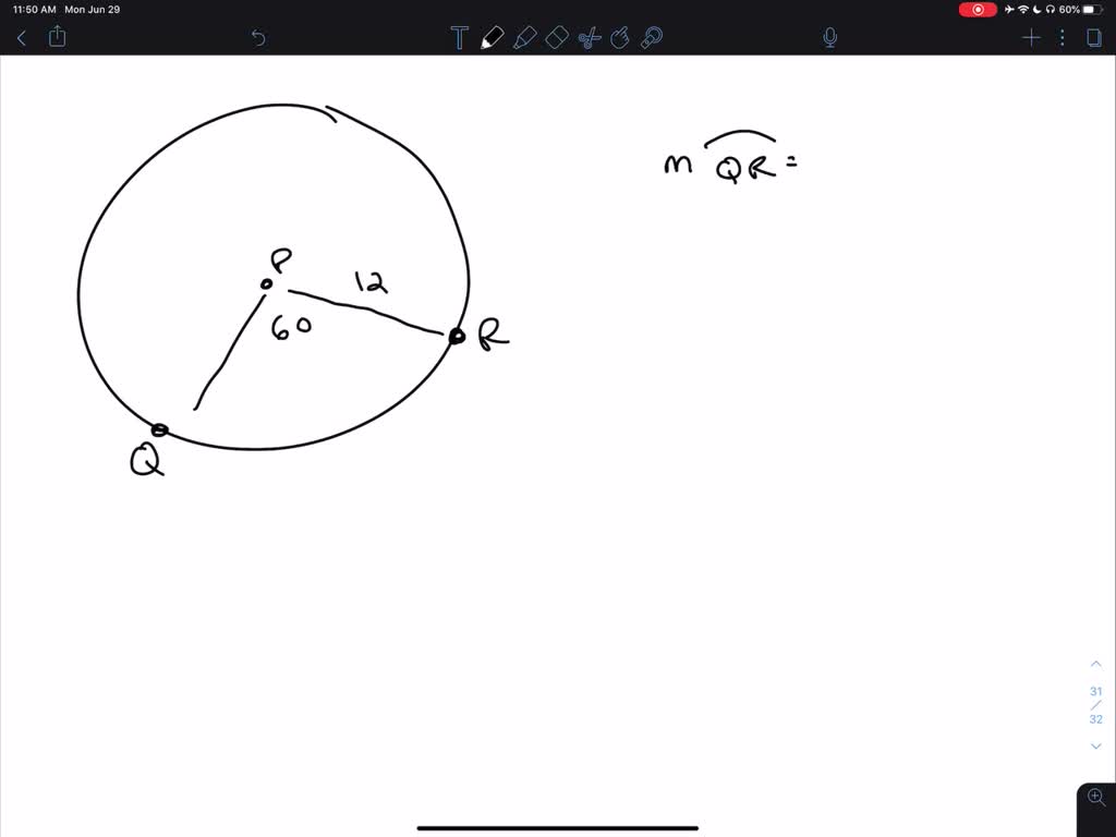 SOLVED:A is the center of two circles with radii A Q and A R. If m ∠S A ...