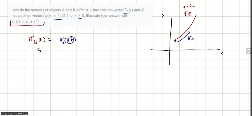 SOLVED:How do the motions of objects A and B differ, if A has position vector r⃗A(t) and B has ...