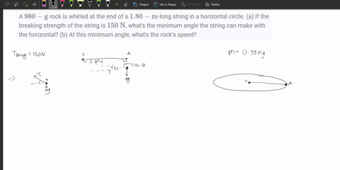 SOLVED: A 980-g rock is whirled at the end of a 1.80-m-long string in a horizontal circle. (a ...