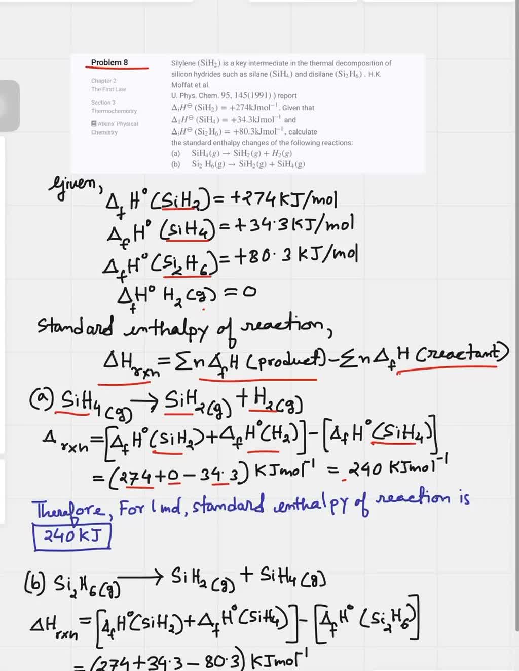 Silylene (SiH2) is a key intermediate in the thermal decomposition of ...