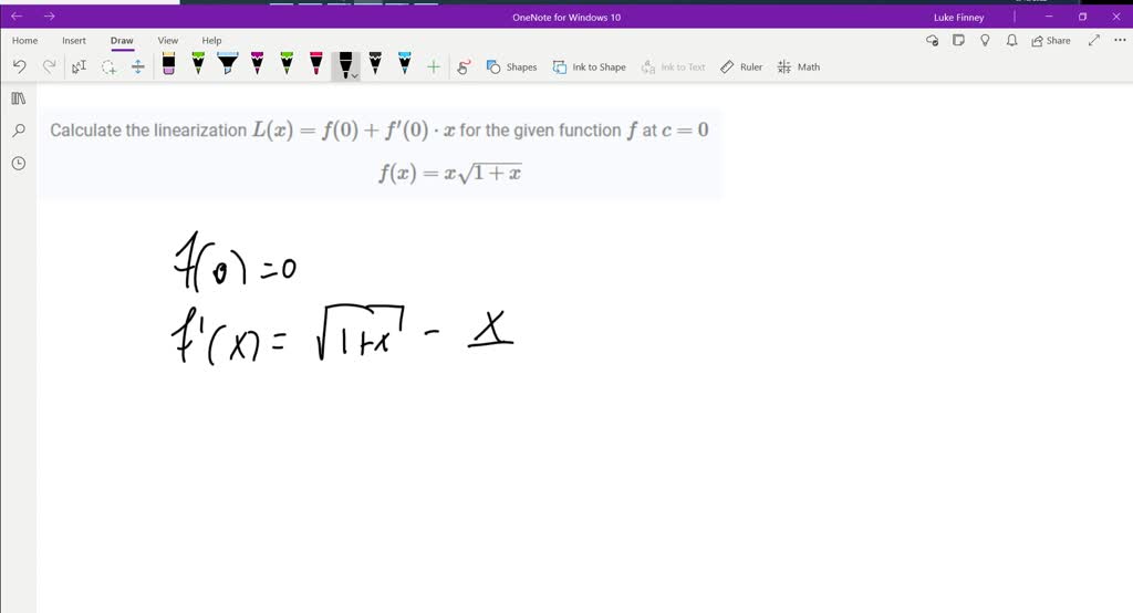 SOLVED:Find the linearization of the given function f(x) at the given ...
