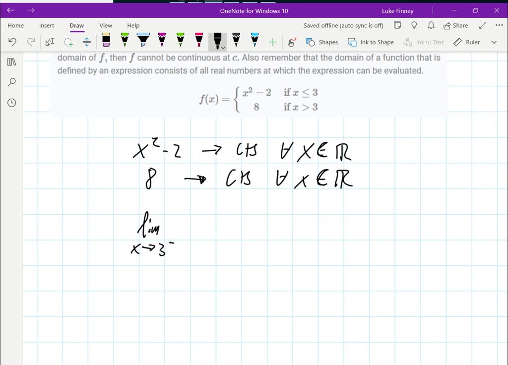 SOLVED:Determine the values at which the given function f is continuous. Remember that if c is ...