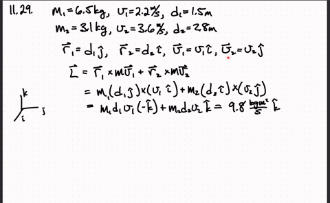 SOLVED:Angular Momentum A 2.0 kg particle-like object moves in a plane with velocity components ...