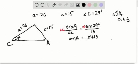 SOLVED:Solving a Triangle Use the Law of Sines to solve for all possible triangles that satisfy ...