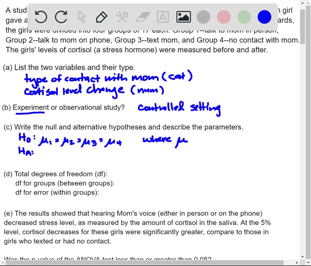 SOLVED:Stress Levels and a Mother's Voice A recent study ^2 examined ...