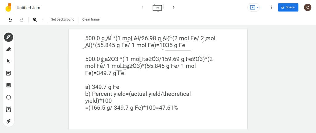 The reaction of finely divided aluminum and iron(III) oxide, Fe3 O4, is ...