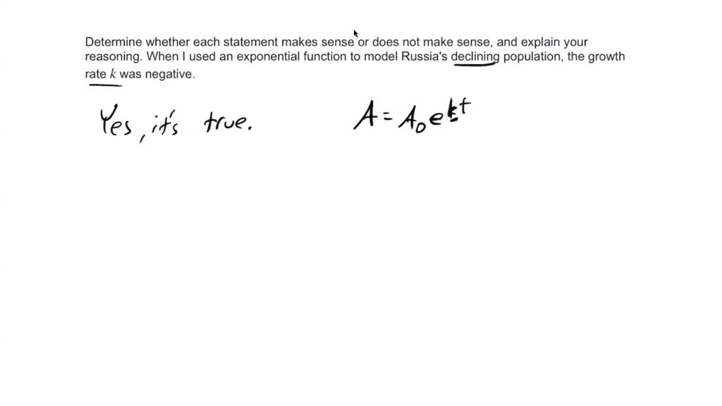 SOLVED:Determine whether each statement makes sense or does not make sense, and explain your ...