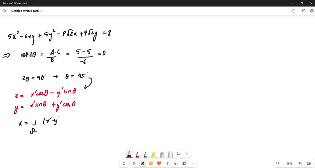 Use the Principal Axes Theorem to perform a rotation of axes to ...