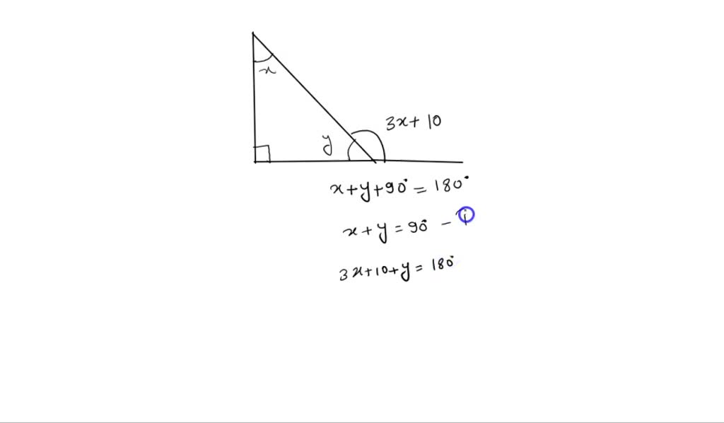 SOLVED: Find the measures of angles x and y . Remember that (1) the sum ...