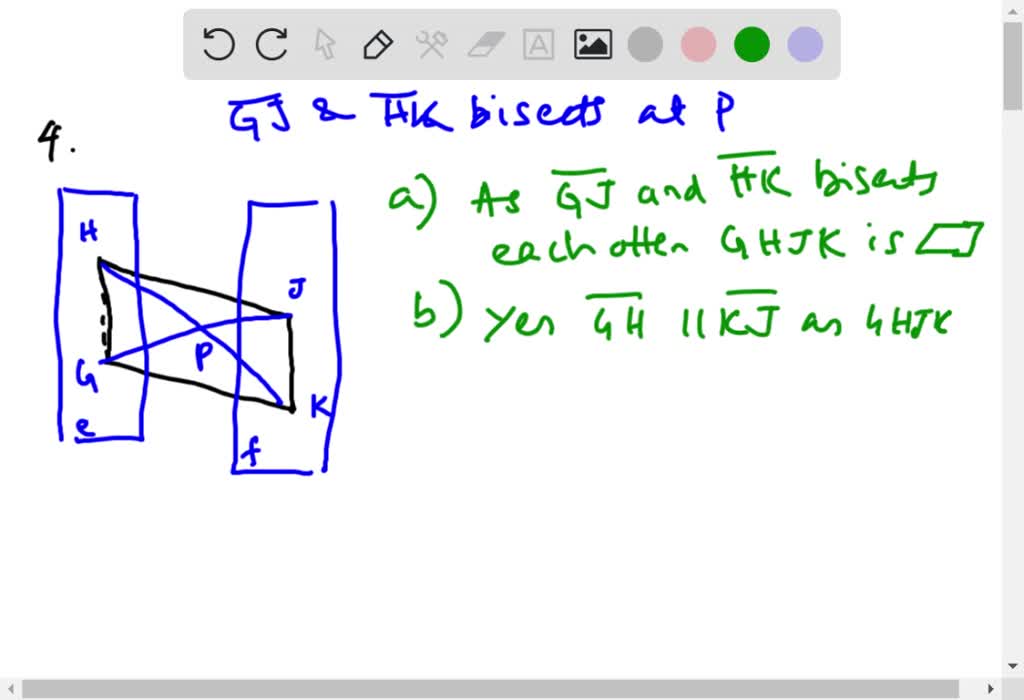 SOLVED:Given: \overline{\mathrm{G}} ] and \overline{\mathrm{KH}} bisect each other at \mathrm{P ...