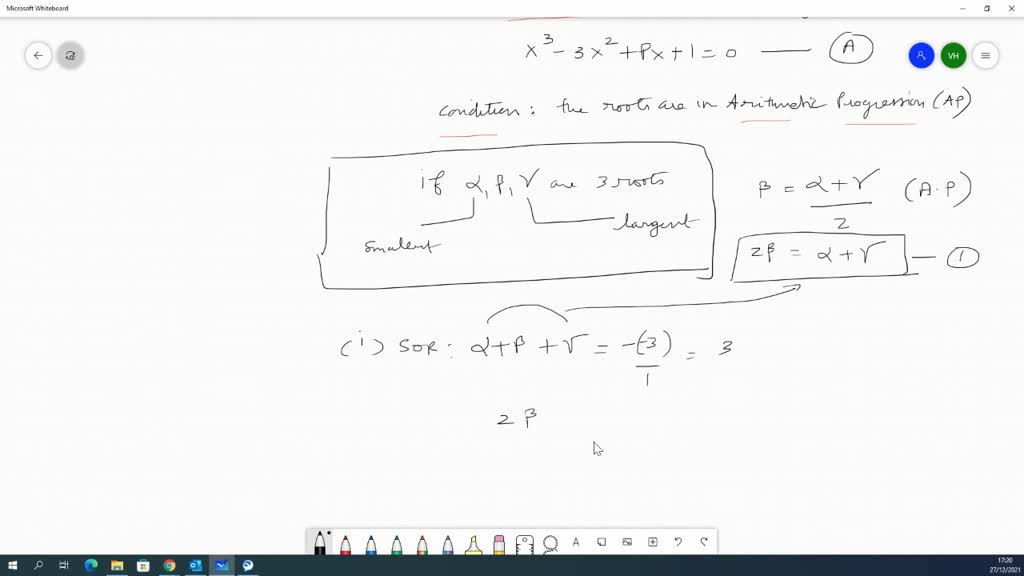 SOLVED:If the roots of x^3-3 x^2+p x+1=0, are in arithmetic progression ...