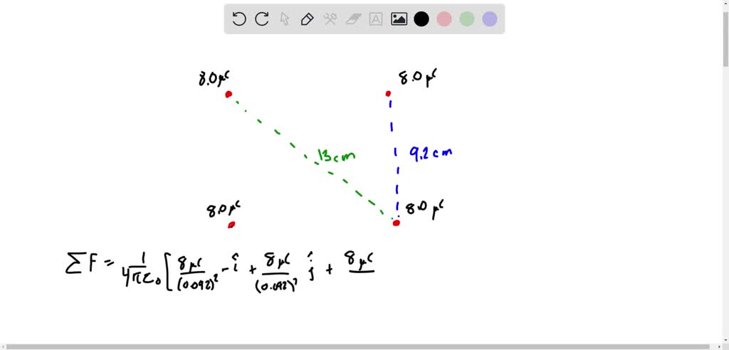 SOLVED:Four equal positive point charges, each of charge 8.0 μC, are at ...