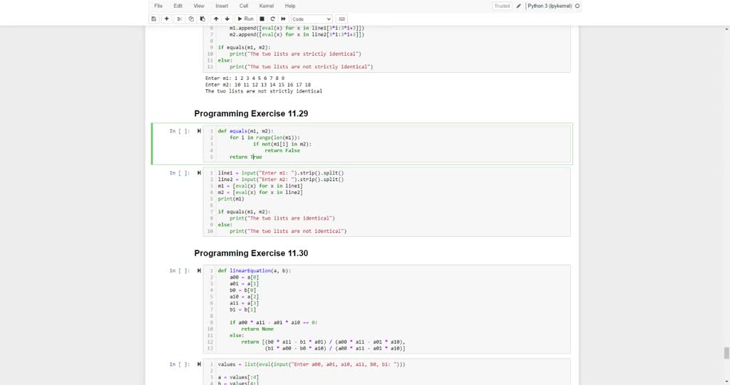 SOLVED Write A Function Def Equals a B That Checks Whether Two Lists 