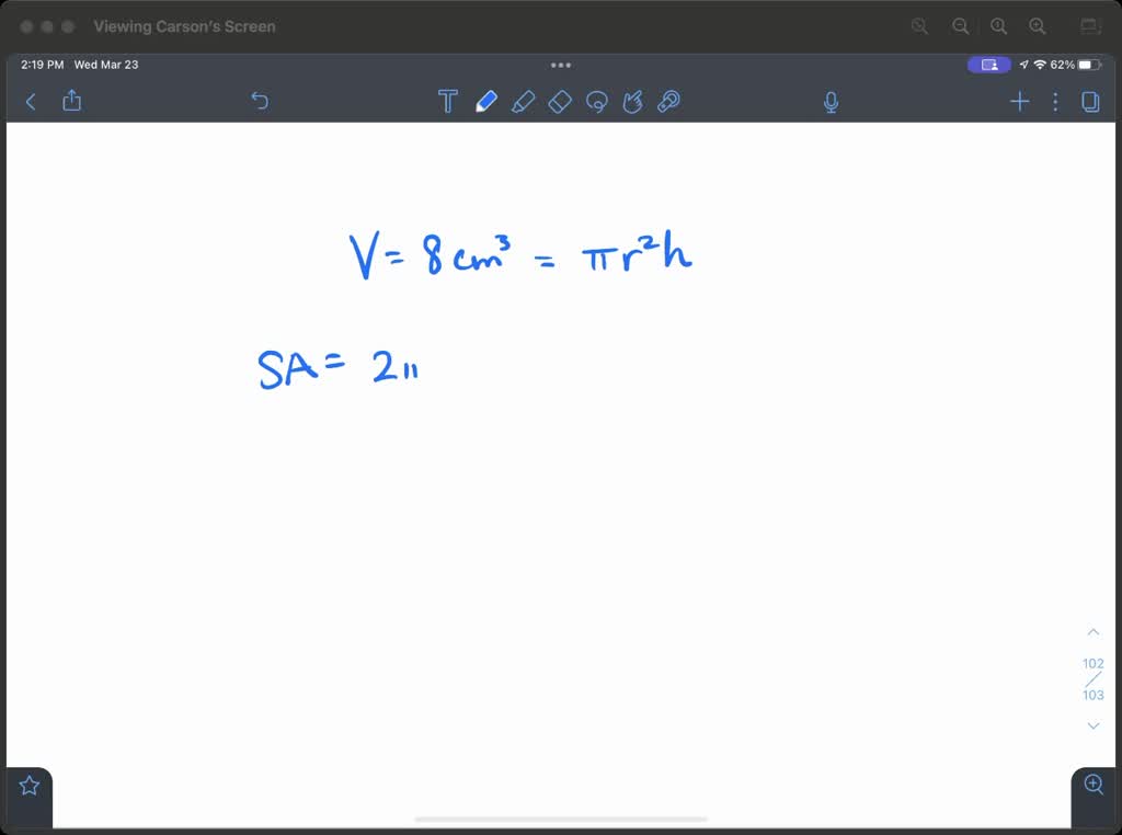 SOLVED:Find the dimensions giving the minimum surface area, given that the volume is 8 cm^3 . A ...