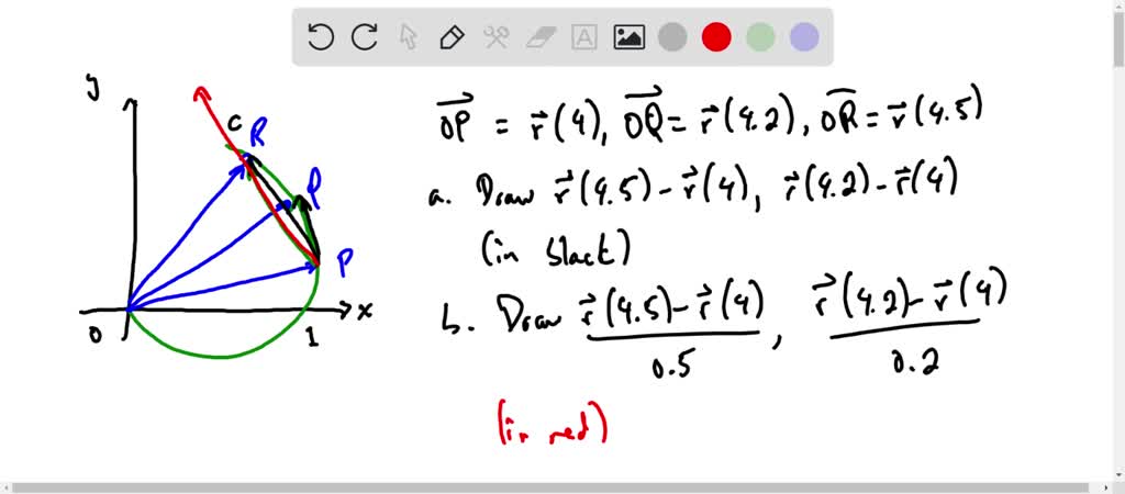 The Figure Shows A Curve C Given By A Vector Function 𝐫 T A Draw The Vectors 𝐫 4 5 𝐫 4 And