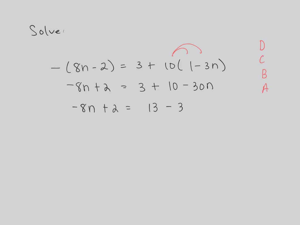 SOLVED:If n=2 and 3 n+4=10, then 3(?)+4=10 (Substitution property of ...