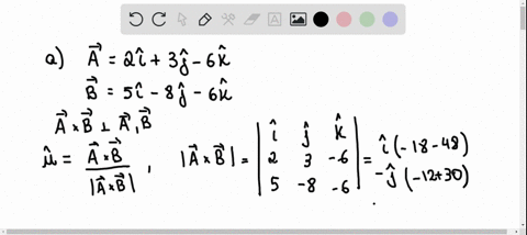 A plane contains the vectors 𝐀 and 𝐁. Determine the unit vector normal ...