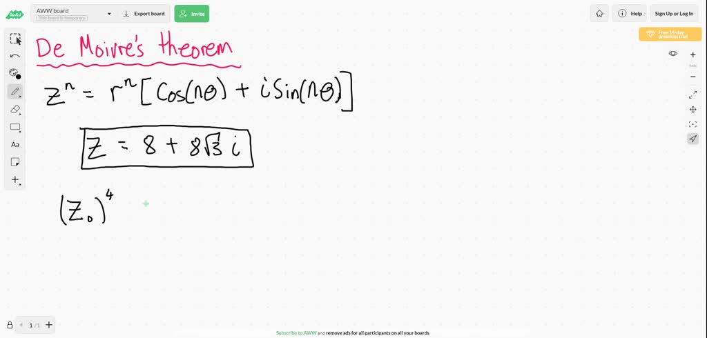 Powers and roots: Just after Example 4, the four fourth roots of z=8+8 ...
