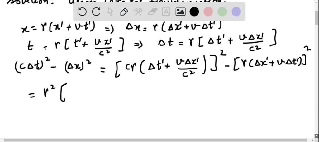 SOLVED:Show that the space-time interval, (c Δt)^2-(Δx)^2, is invariant ...