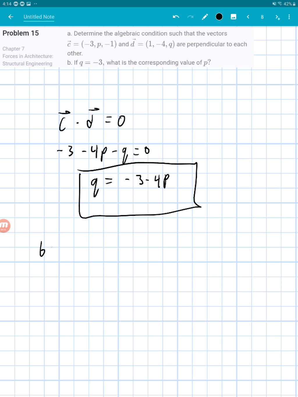SOLVED:a. Determine the algebraic condition such that the vectors c⃗ ...